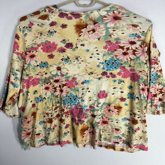 White Stag | Tops | White Stag Top Women Plus 4x Yellow Pink Blue Floral Long Sleeve Cotton Flaw ...